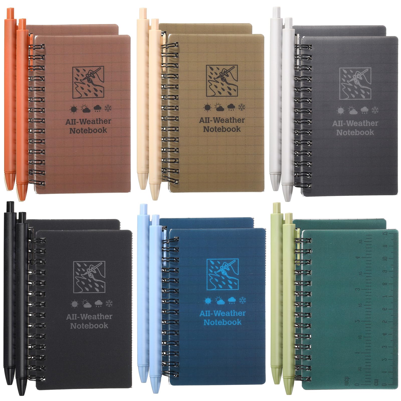 Amazon.com : PerKoop 24 Pcs Waterproof Notebook and Ballpoint Pen All ...