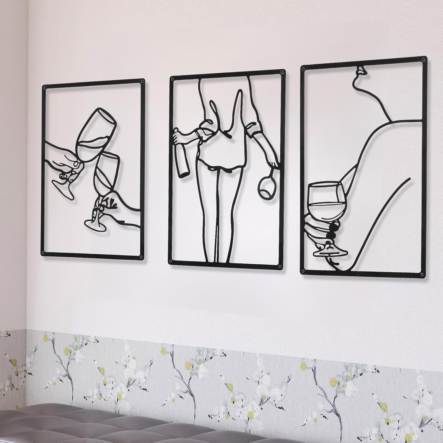 Amazon.com: CHENGU 3 Pieces Metal Minimalist Abstract Woman Wall Art ...