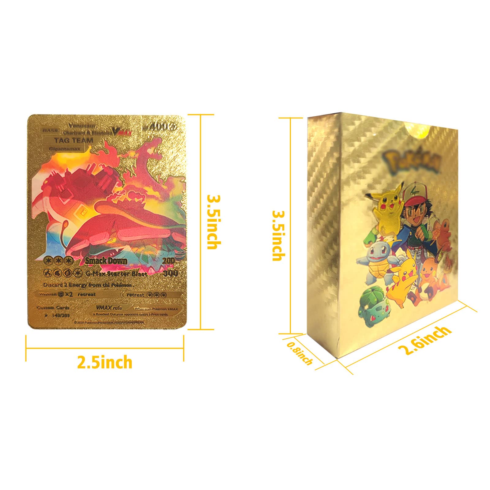 Buy 55 Pcs Gold Cards Vmax Rare GX Golden Card Packs Gold Foil TCG ...