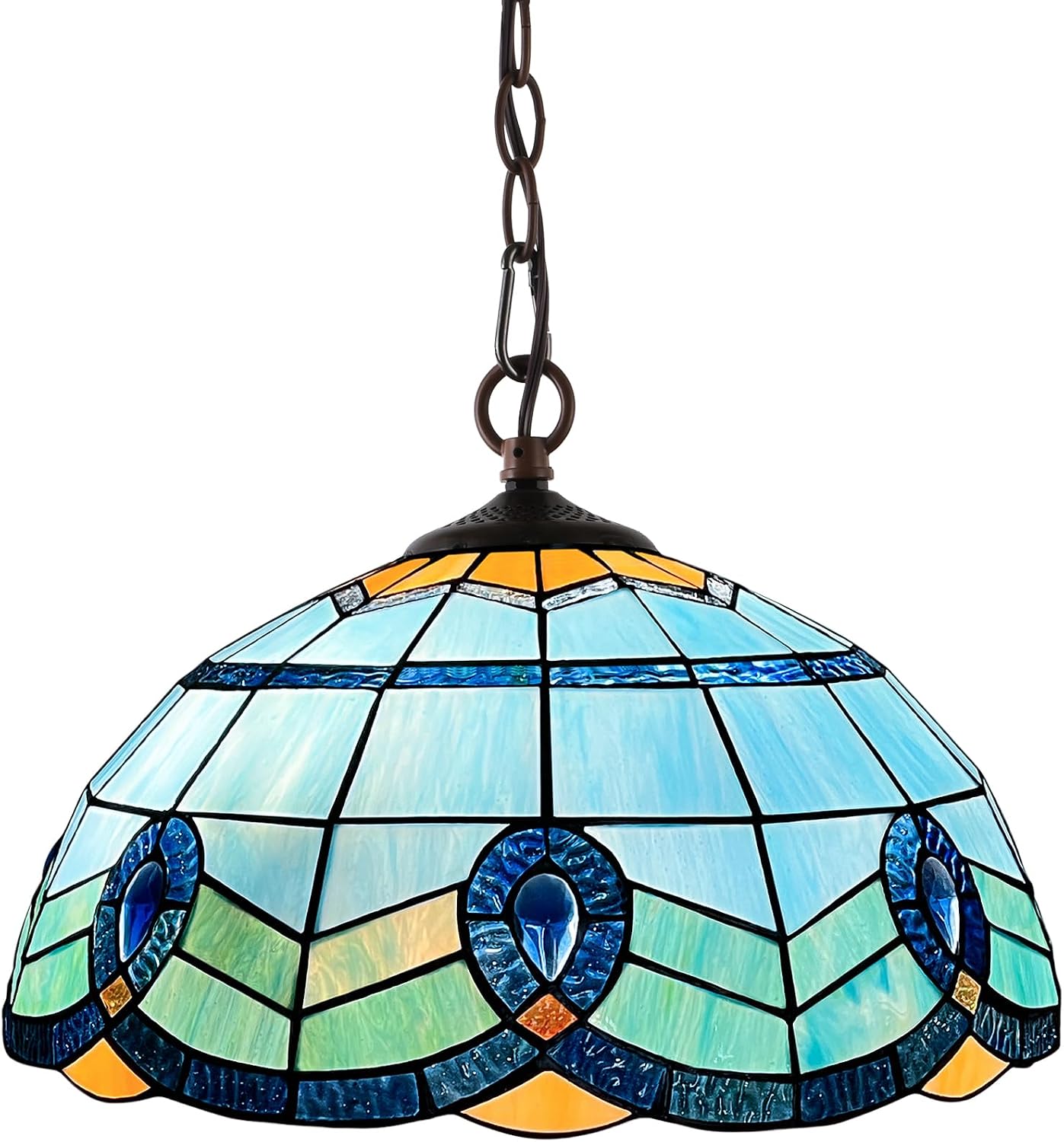 Capulina Tiffany Pendant Lights 2 Light 16 Inches Wide Blue Victorian ...