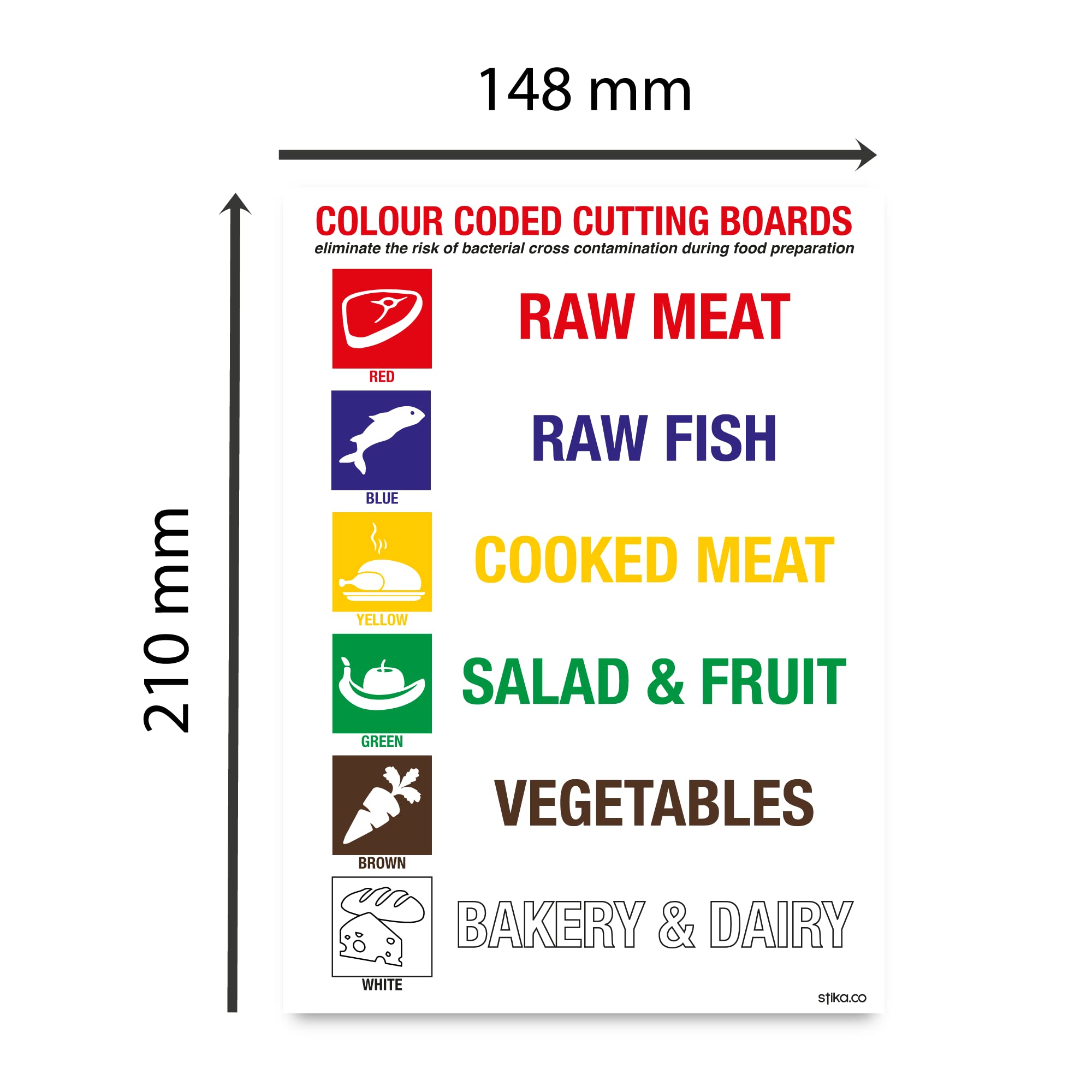Cutting Board Color Code Poster Hygiplas Standard Low Density Chopping