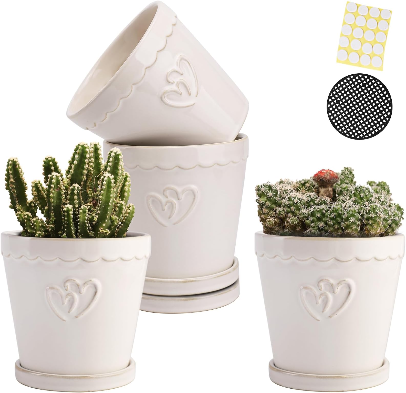 Amazon.com: OMAYKEY 4.5 Inch Ceramic Plant Pots with Ceramic Saucer ...