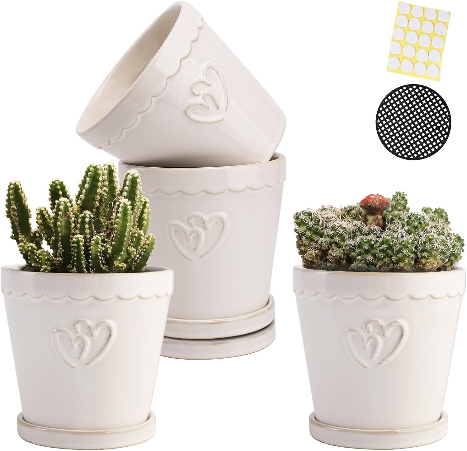 Amazon.com: OMAYKEY 4.5 Inch Ceramic Plant Pots with Ceramic Saucer ...