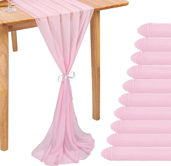 Amazon.com: RuiYok 10 Packs 10ft Blushing Pink Chiffon Table Runner 30 ...