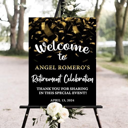 Amazon.com : Personalized Retirement Yard Sign Party Decoration, Happy ...