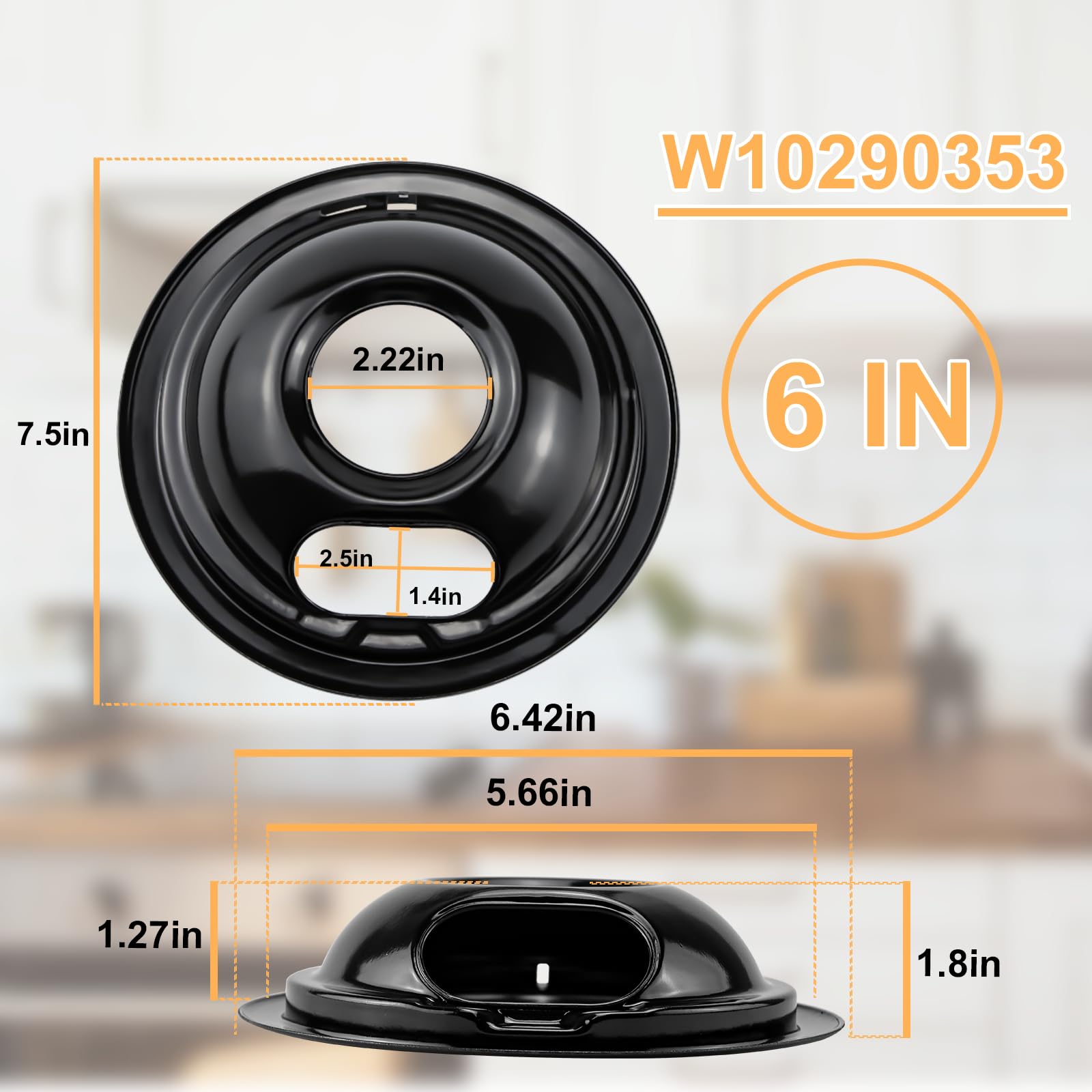 Snapklik.com : W10290350 W10290353 Porcelain Burner Drip Pans ...
