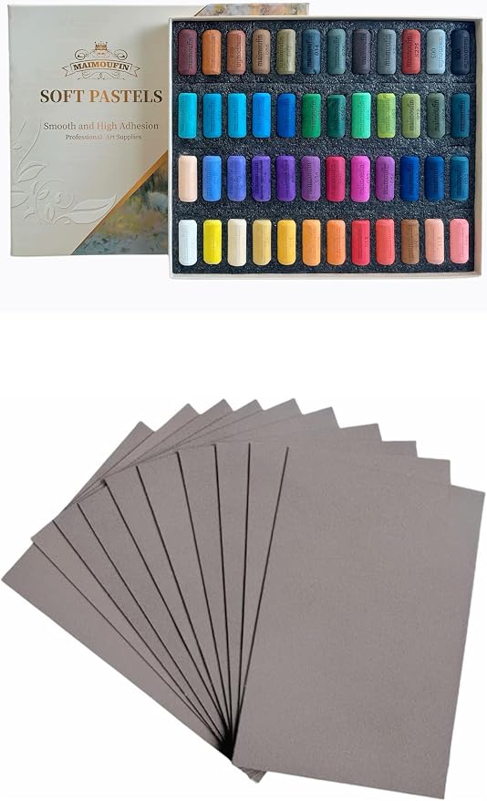 Amazon.com: MAIMOUFIN 10 Sheets Sanded Pastel Paper with 48 Colors Soft ...