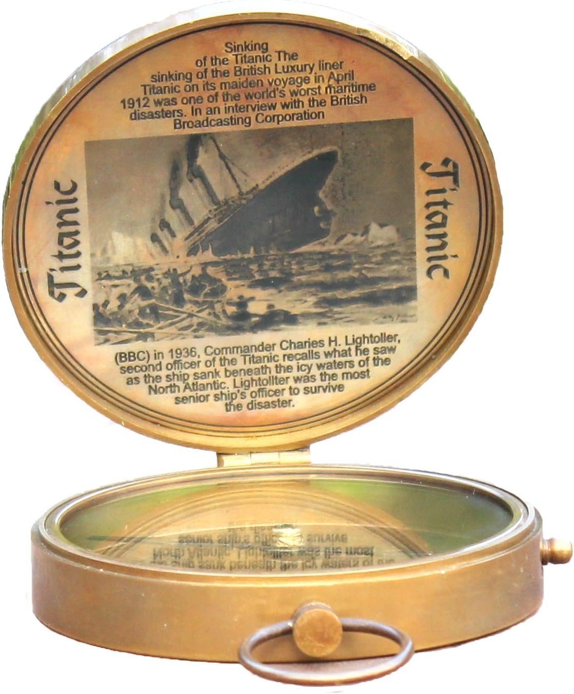 Antique Lid Titanic Compass Brass Finish Vintage Nautical Sailor ...