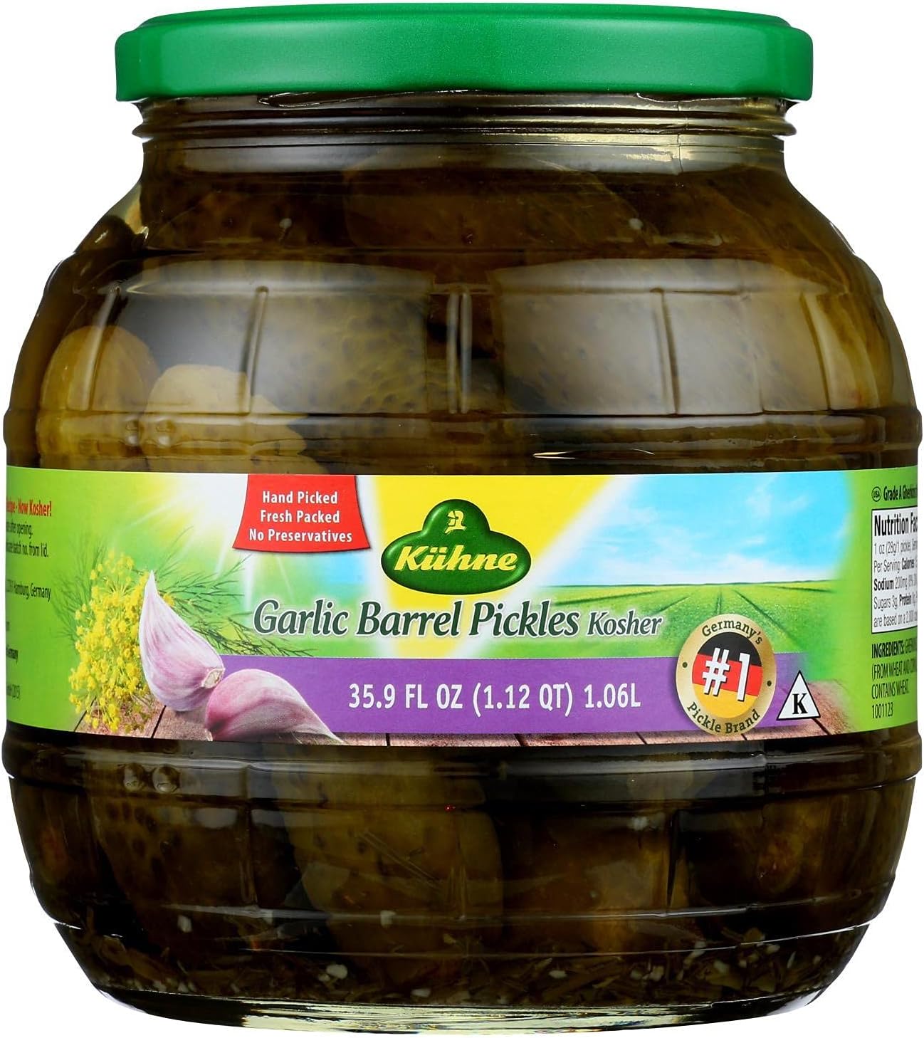 Kühne Kuhne Pickles de barril de ajo, 34.2 onzas (Paquete de 6 ...