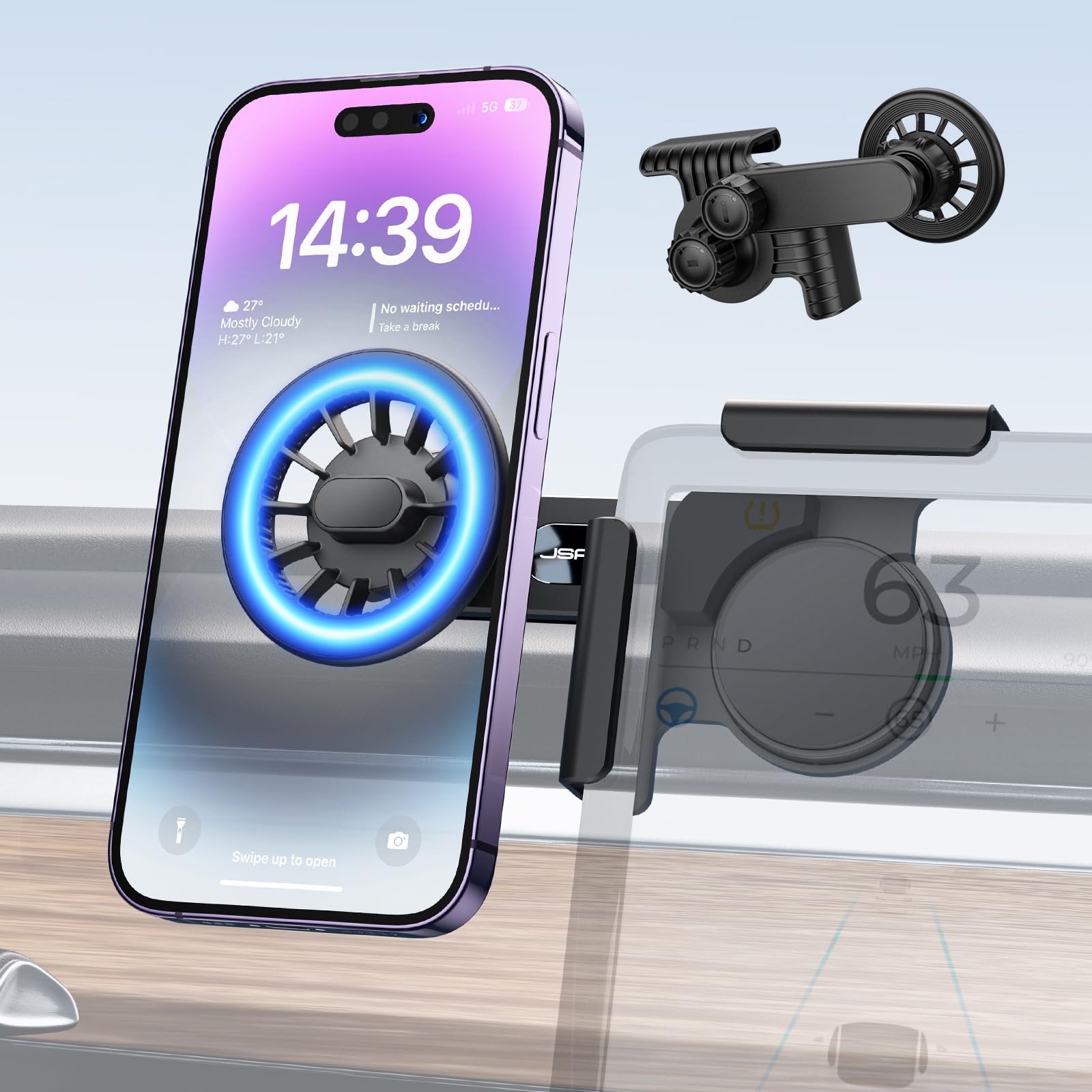 Snapklik.com : JSAUX Tesla Phone Mount, For MagSafe Phone Holder Stand ...