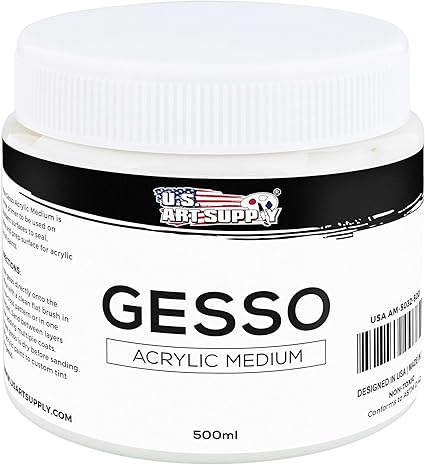 Amazon.com: U.S. Art Supply White Gesso Primer - 16.9oz (500ml) for Oil ...