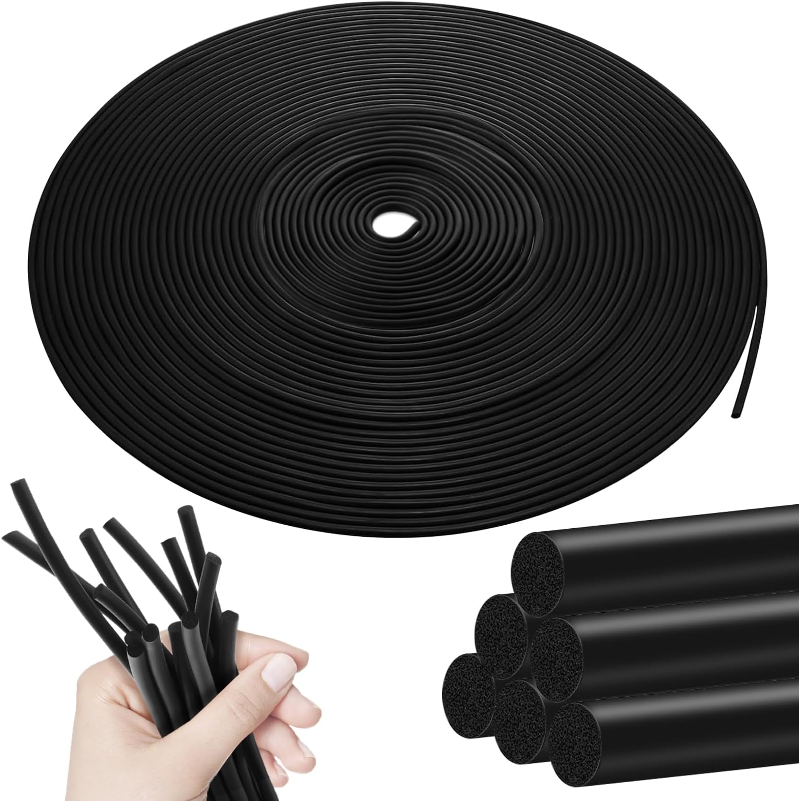 Teodute Backer Rod,1/4" x 100 ft Black Foam Rubber Caulk Saver for Gaps ...