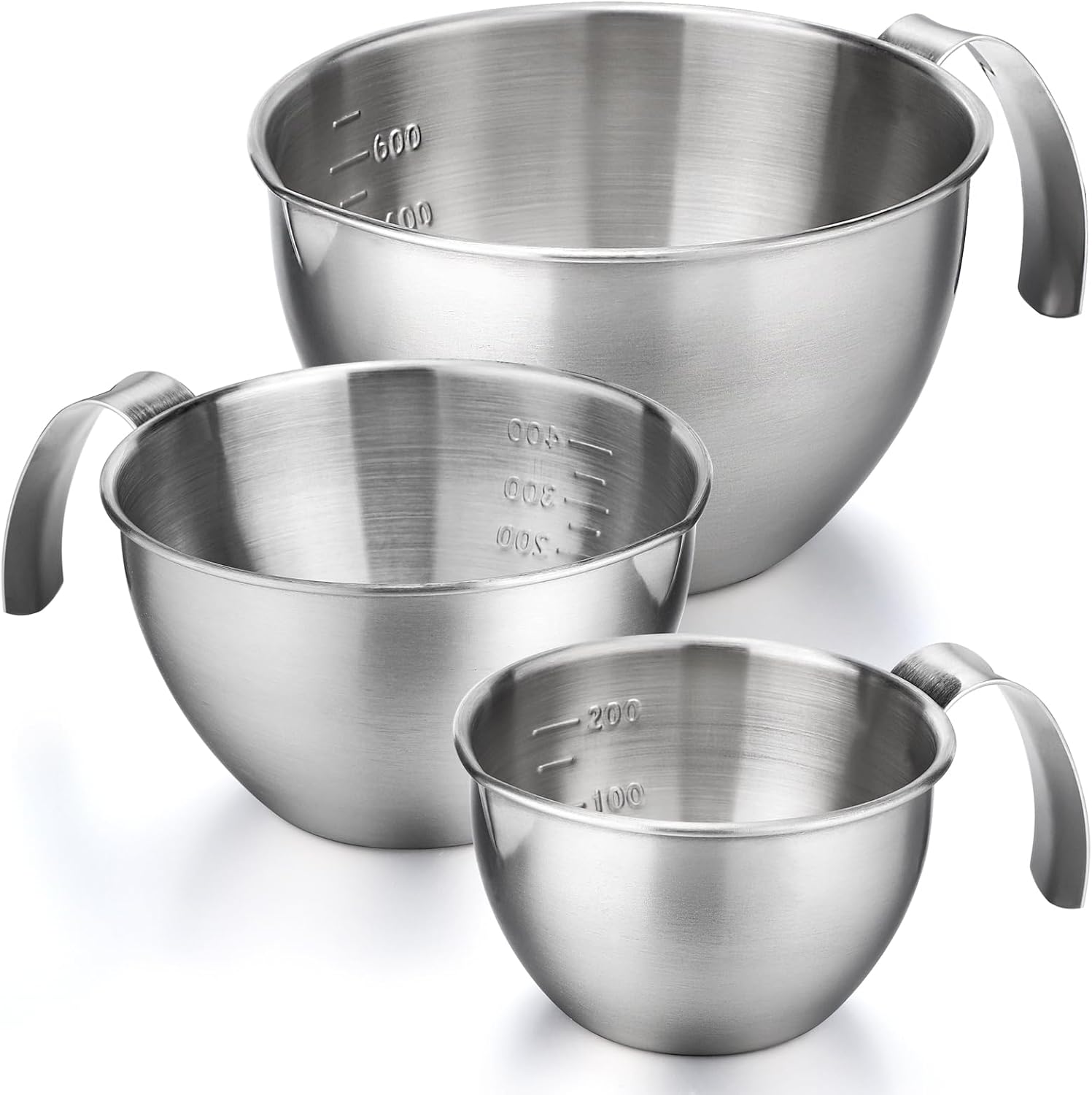 Amazon.com: YAMOLIN Stainless Steel Mixing Bowls With Handle-3 Packs ...