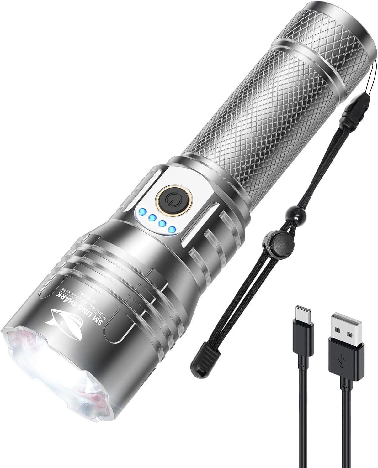 Smiling Shark Torcia, Flashlight LED Ultra-Luminosa Con 8000 Lumens SD ...