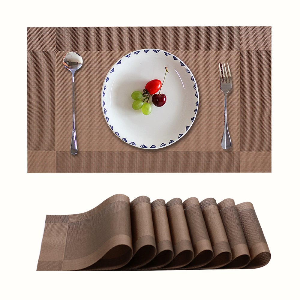 Amazon.com: Candumy Brown Table Mats, Non-Slip Insulation Washable Heat ...