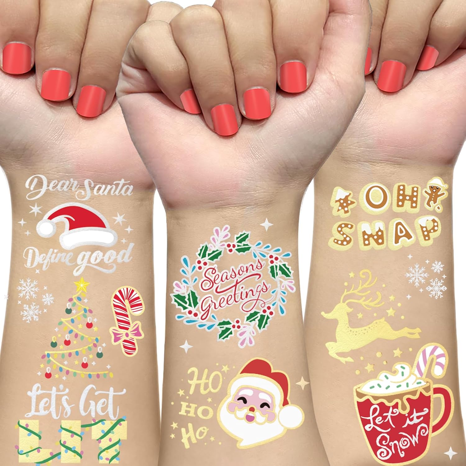Amazon.com : AOYOO Christmas Decorations Temporary Tattoos - 30 Glitter ...