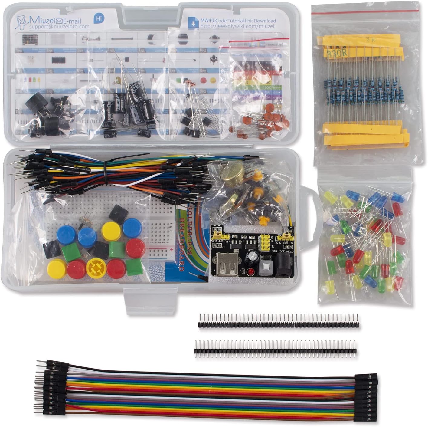 Miuzei Kit Básico De Inicio Para Proyectos Arduino Tabla De Pan Cables De Puente Fuente De