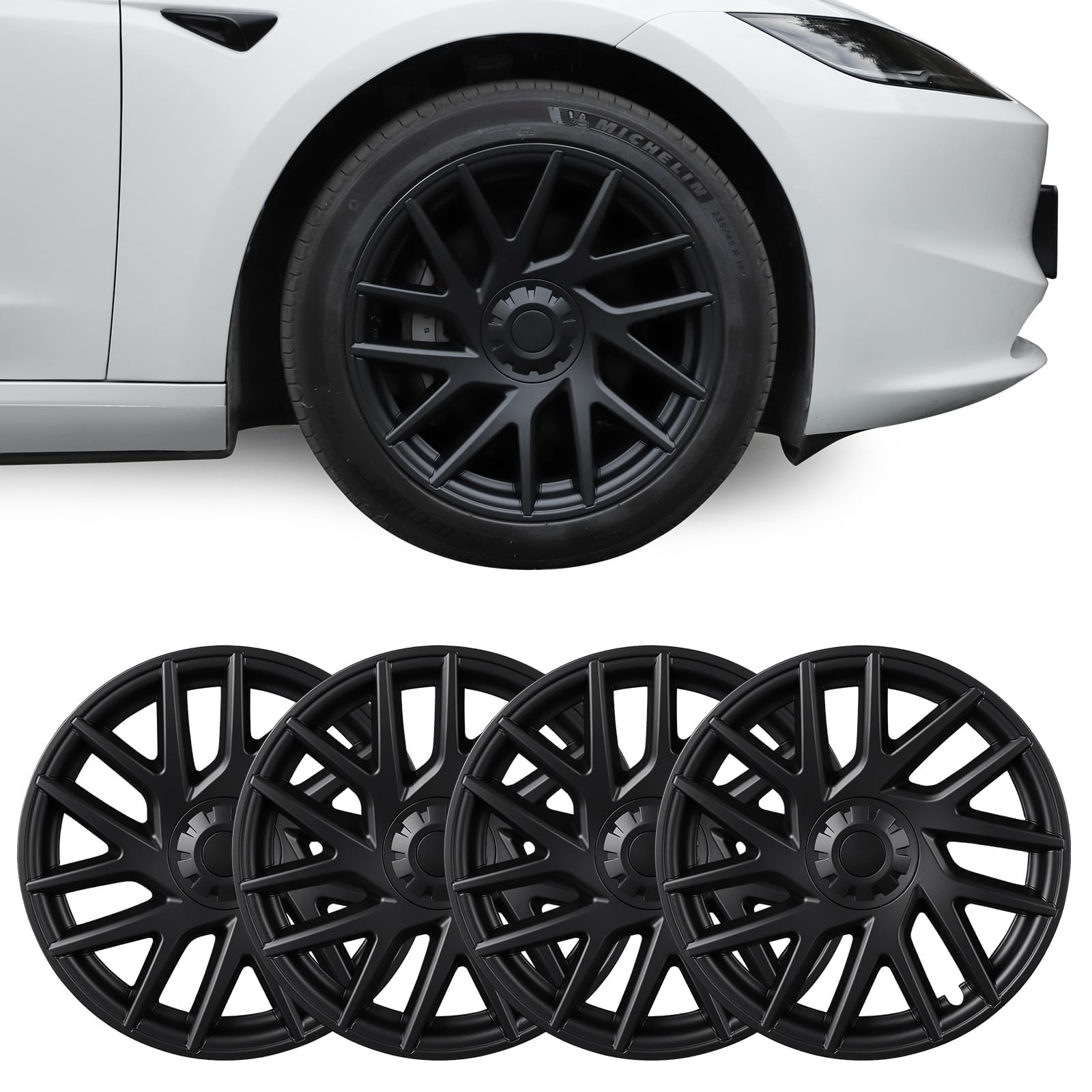 Amazon.com: BASENOR Tesla Model 3 Wheel Cover 18 Inch Hubcap Wheel Hub ...