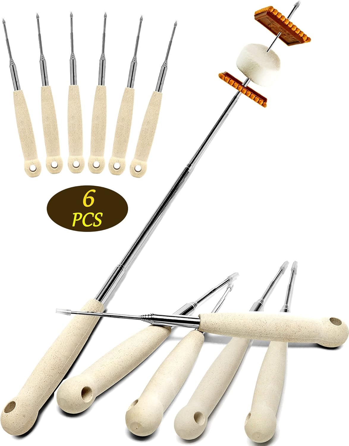 Amazon.com: Atigrado 6 Pcs 32 inch Marshmallow Roasting Sticks ...