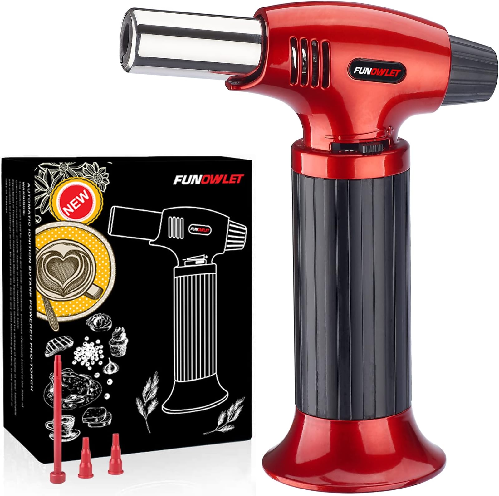 Amazon.com: FunOwlet Butane Torch Lighter + Butane Torch Head, Culinary ...