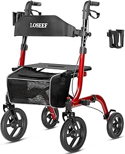 Amazon.com: Foldable Rollator Walkers with Seat for Seniors, 10" Big ...