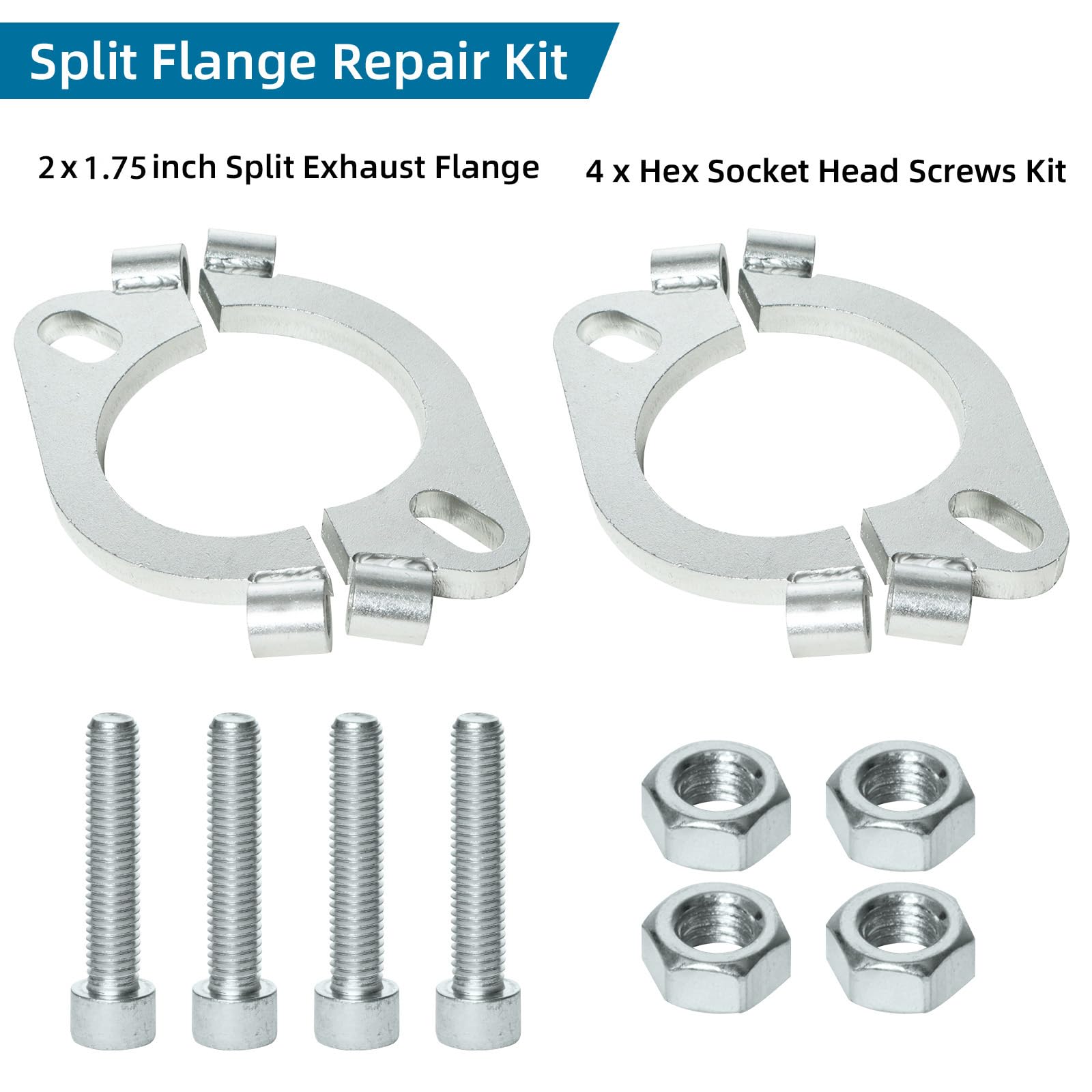 Snapklik.com : 1-3/4 Inch Split Flange Repair Kit, 2 Bolt 1.75" Exhaust ...