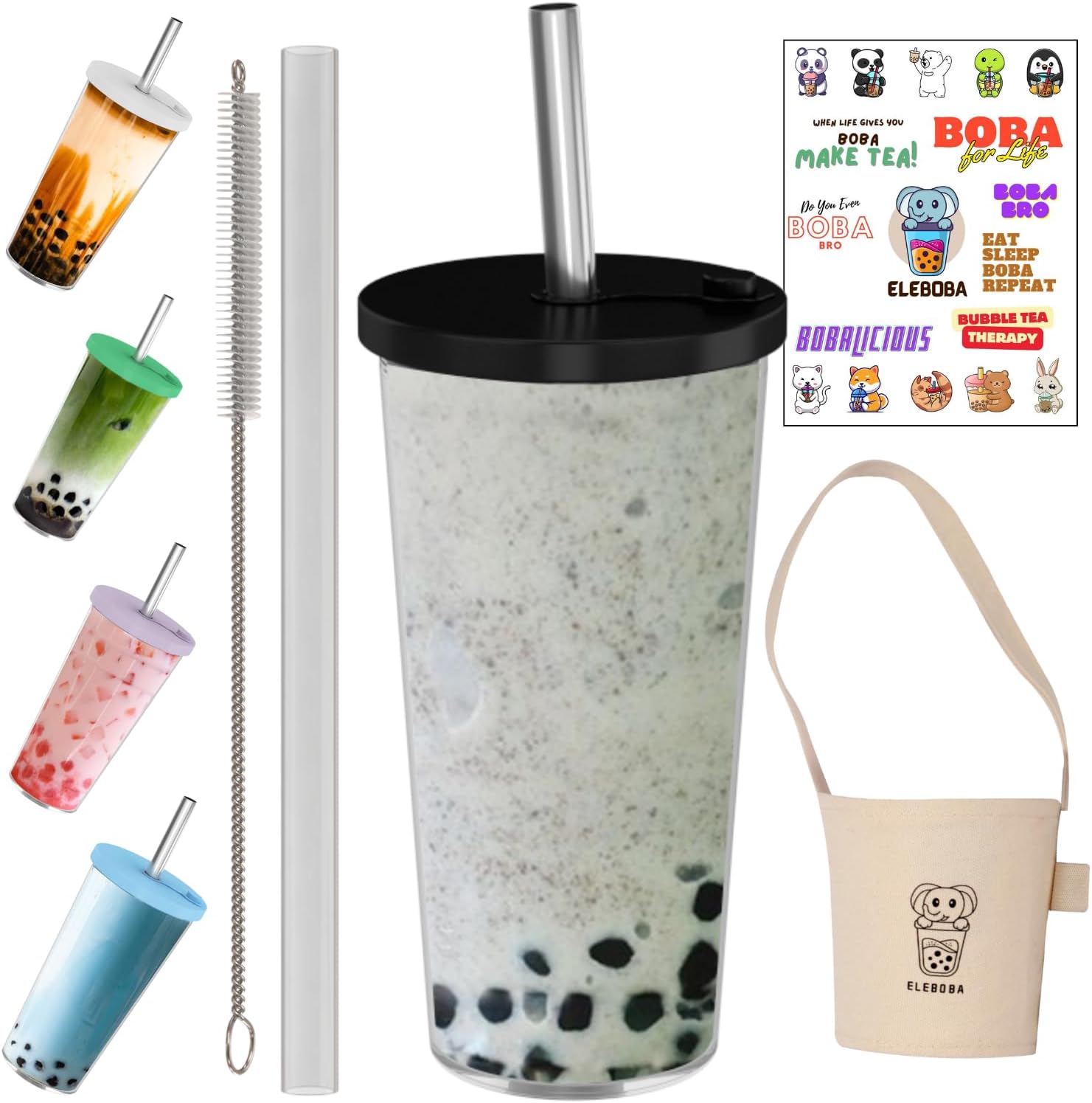 Amazon.com | EleBoba 24oz Reusable ASA Premium Acrylic Boba Cup with ...