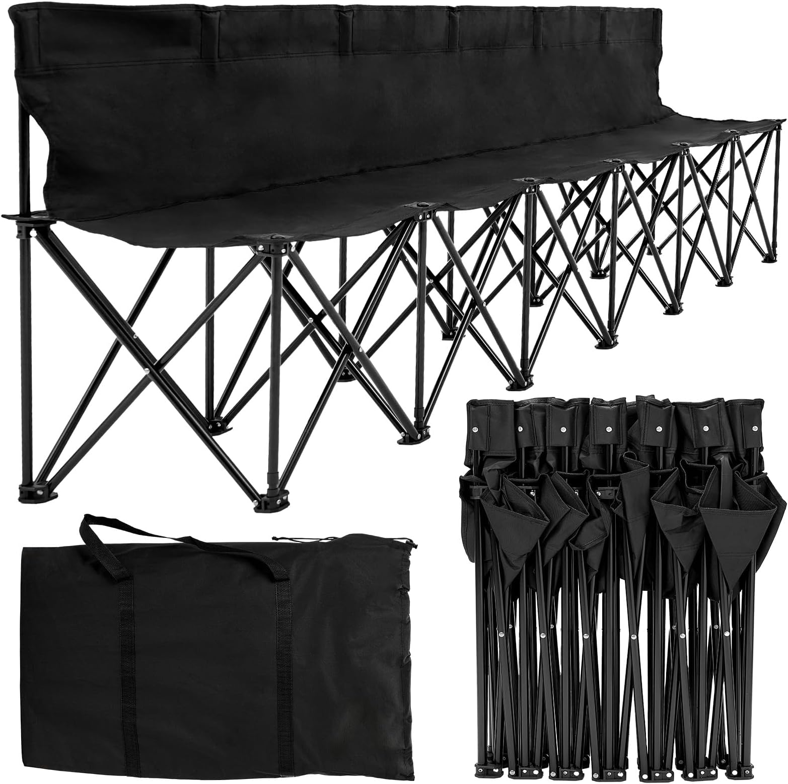Amazon.com: GoTEAM! Pro 6 Seat Portable Folding Team Bench - Black ...