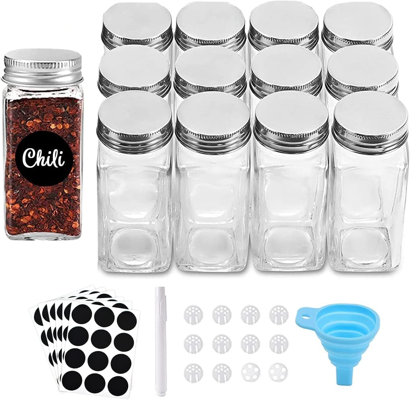 Amazon.com: RoyalHouse 24 Pcs Glass Spice Jars/Bottles - 4oz Empty ...