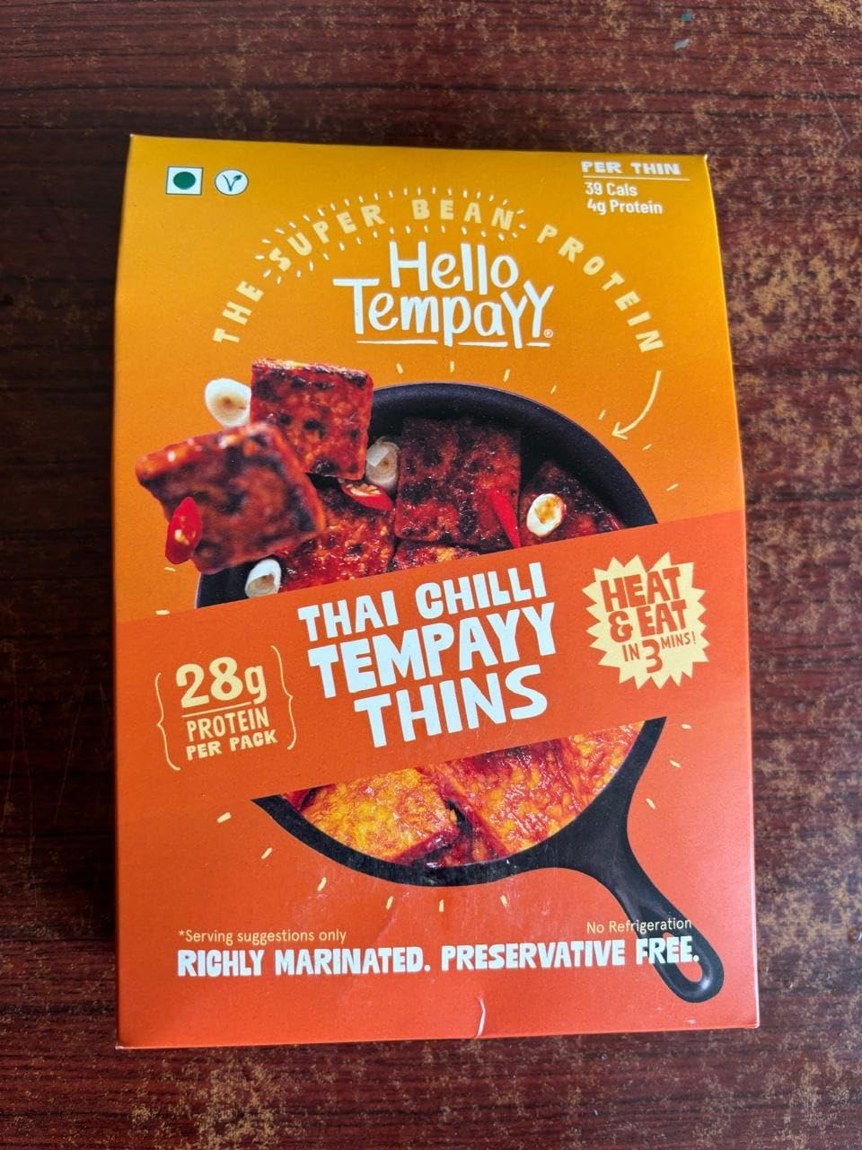 Hello Tempayy Thai Chilli Tempeh Thins | Value Pack of 3 | Protein Rich ...