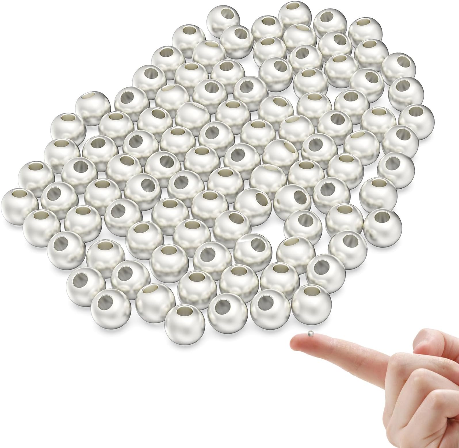 Amazon.com: Qulltk 925 Sterling Silver Beads for Jewelry Making 100Pcs ...