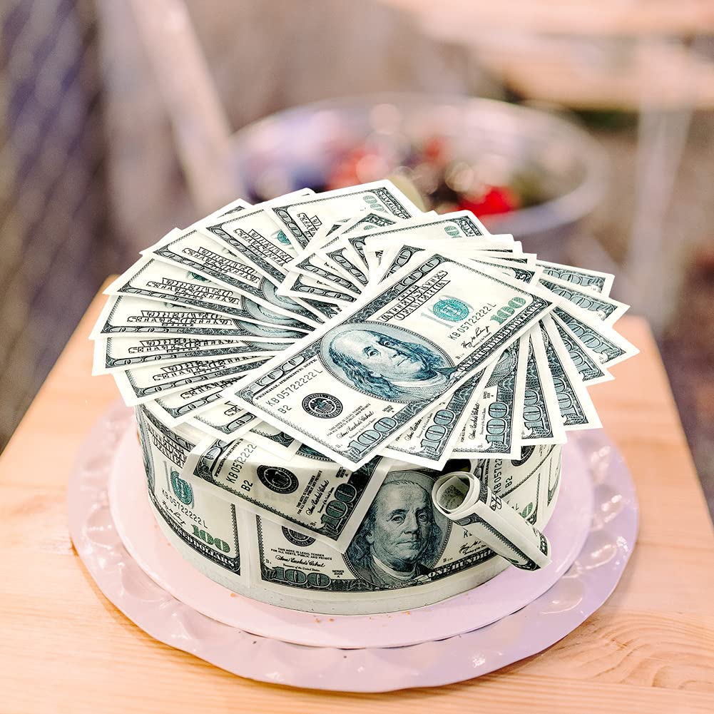 Buy Tiokkut 50 Pcs Edible Dollar Cake Decorations - New 100 Dollar Bill ...
