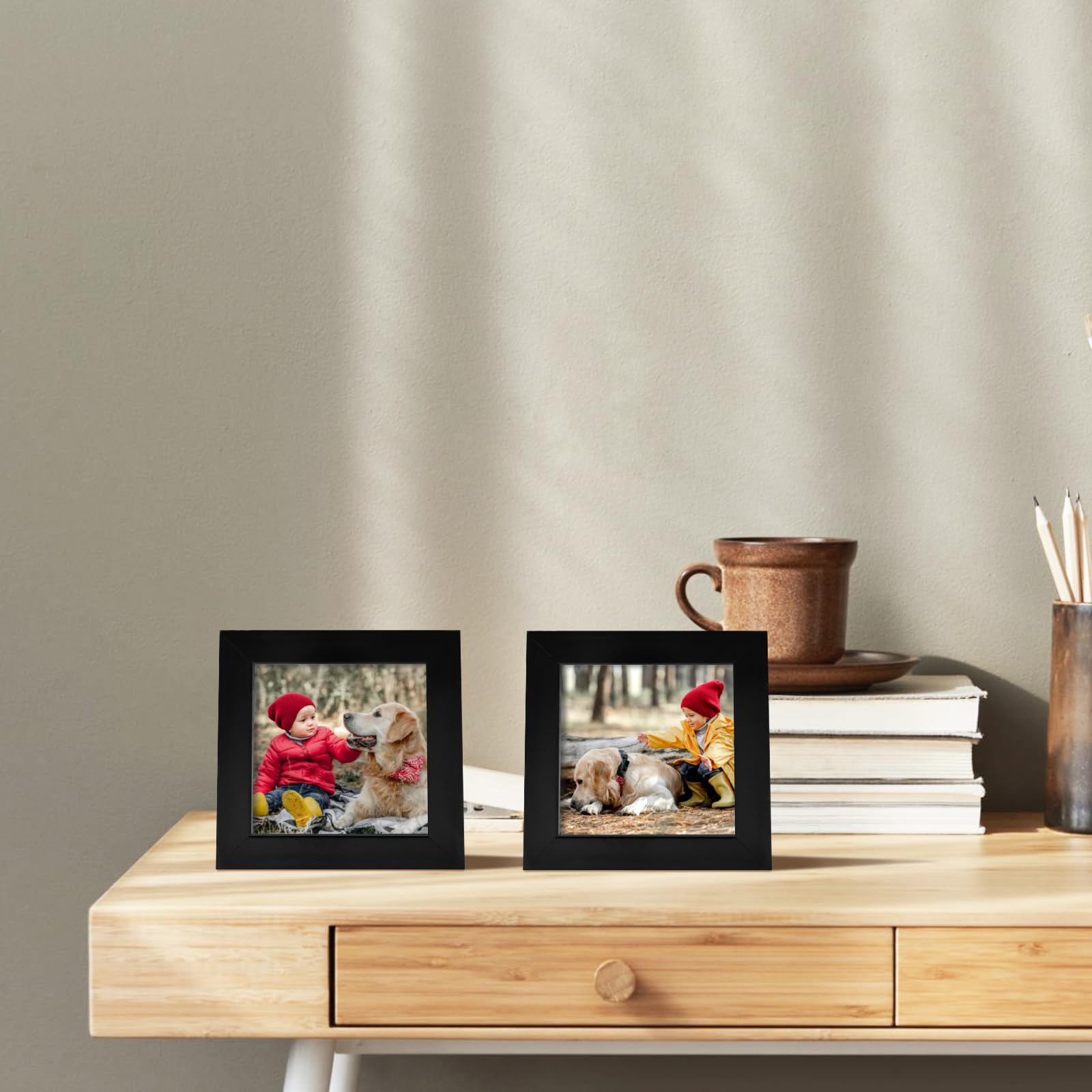 Snapklik.com : 4x4 Picture Frames Set Of 4, Made Of Solid Wood Covered ...