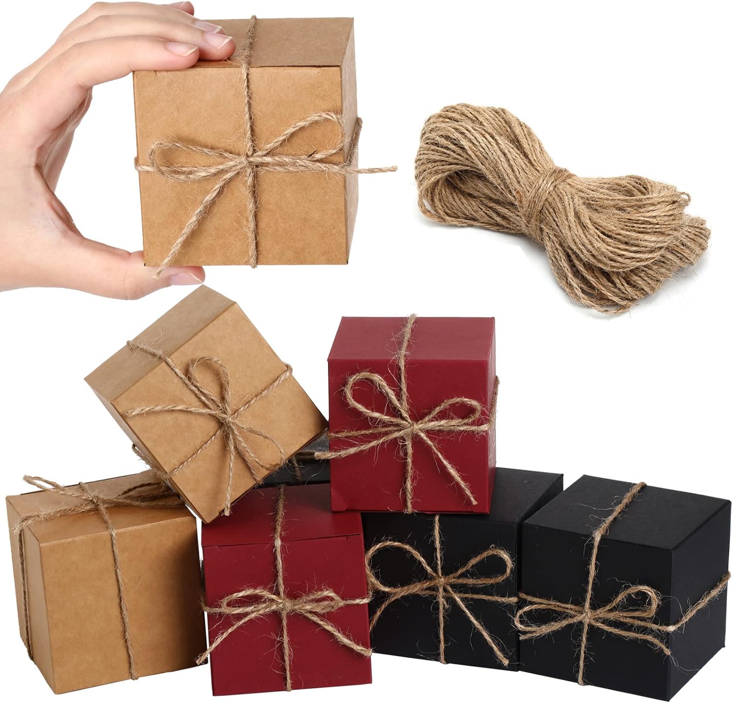 Amazon.com: 60 Pcs Christmas Square Gift Boxes Small Kraft Favor Boxes ...