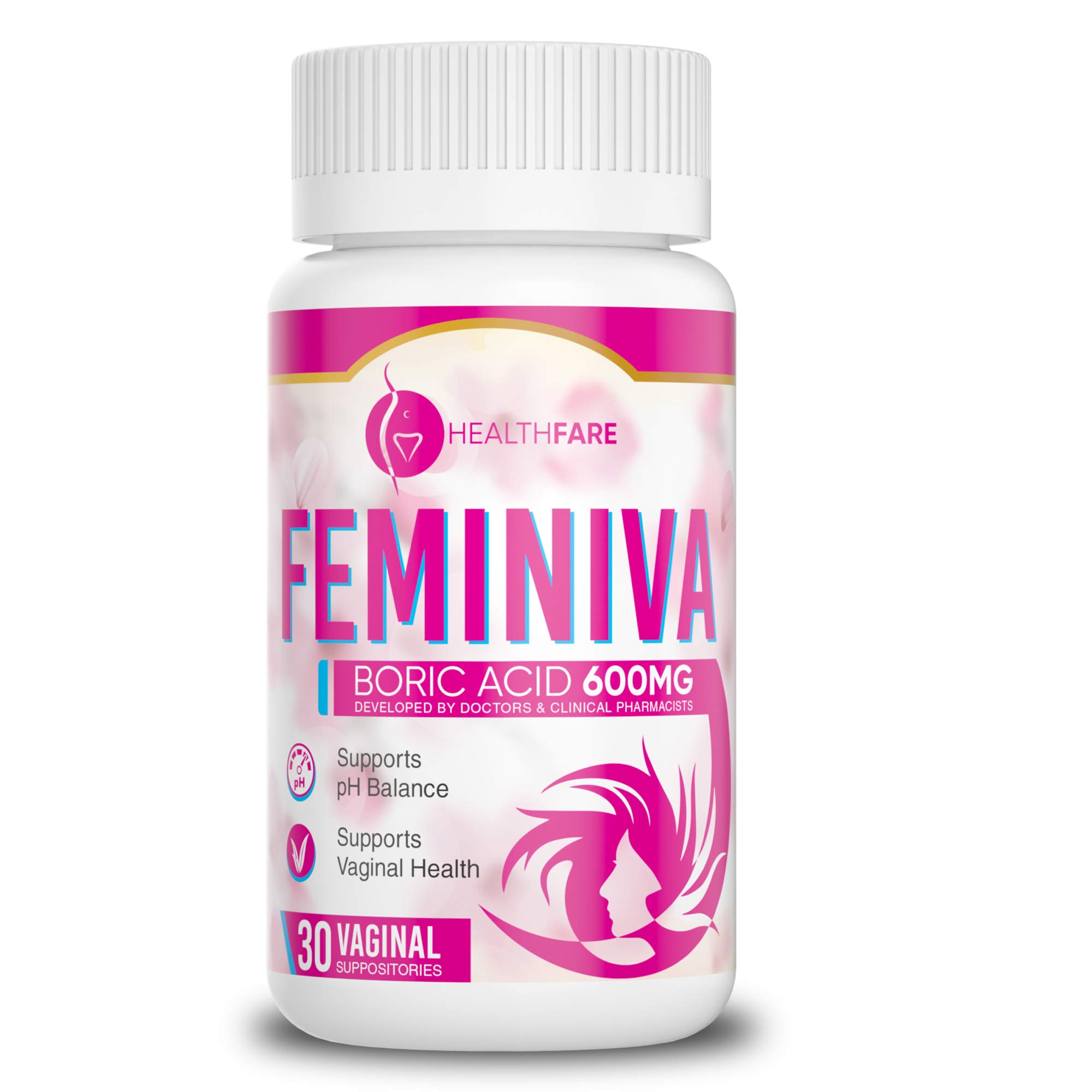HealthFare Feminiva Boric Acid Vaginal Suppositories 30 Count 600mg healthfare-feminiva-boric-acid-vaginal-suppositories-30-count-600mg