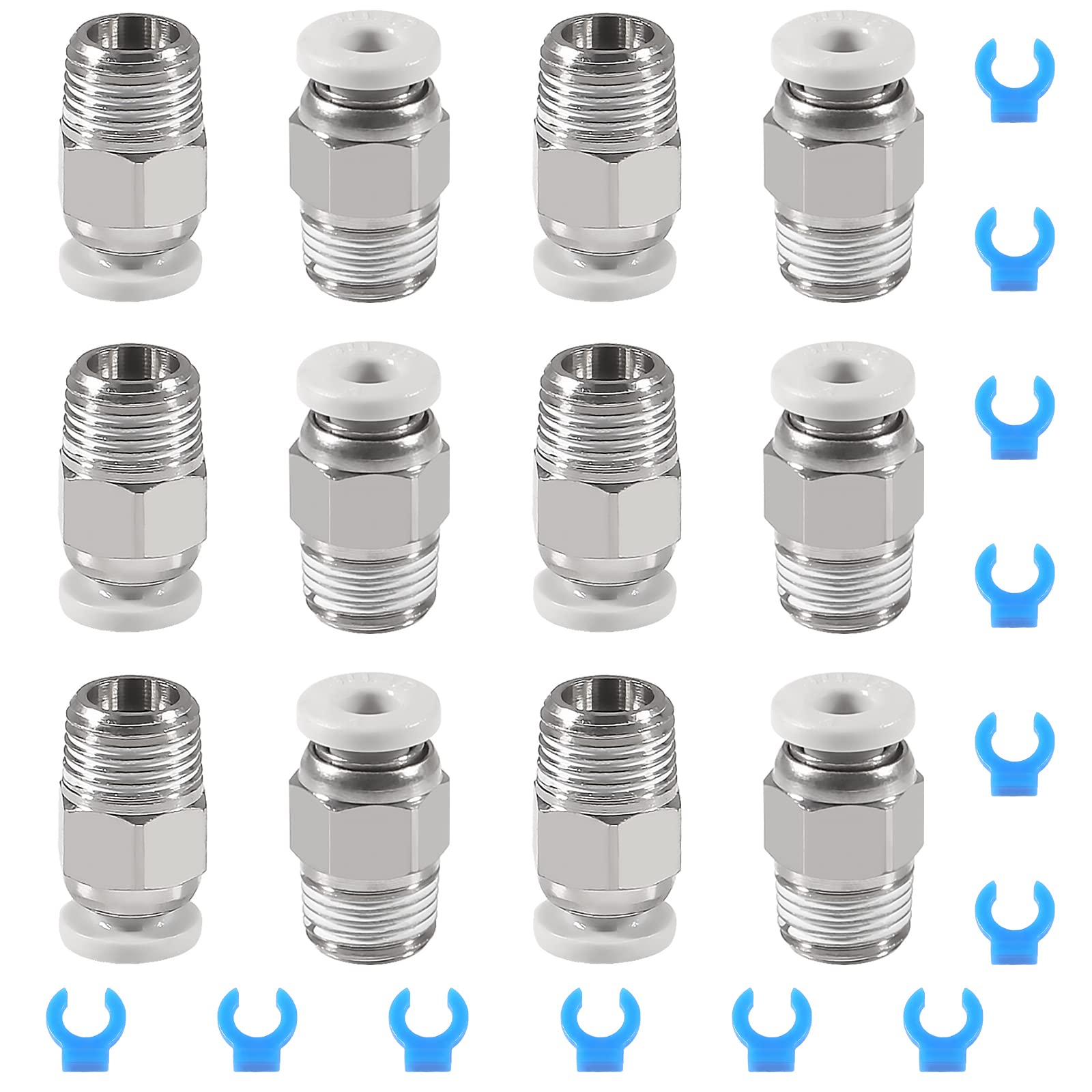 Snapklik.com : 12Pcs PC4-M10 Male Straight Pneumatic PTFE Tube Push In ...
