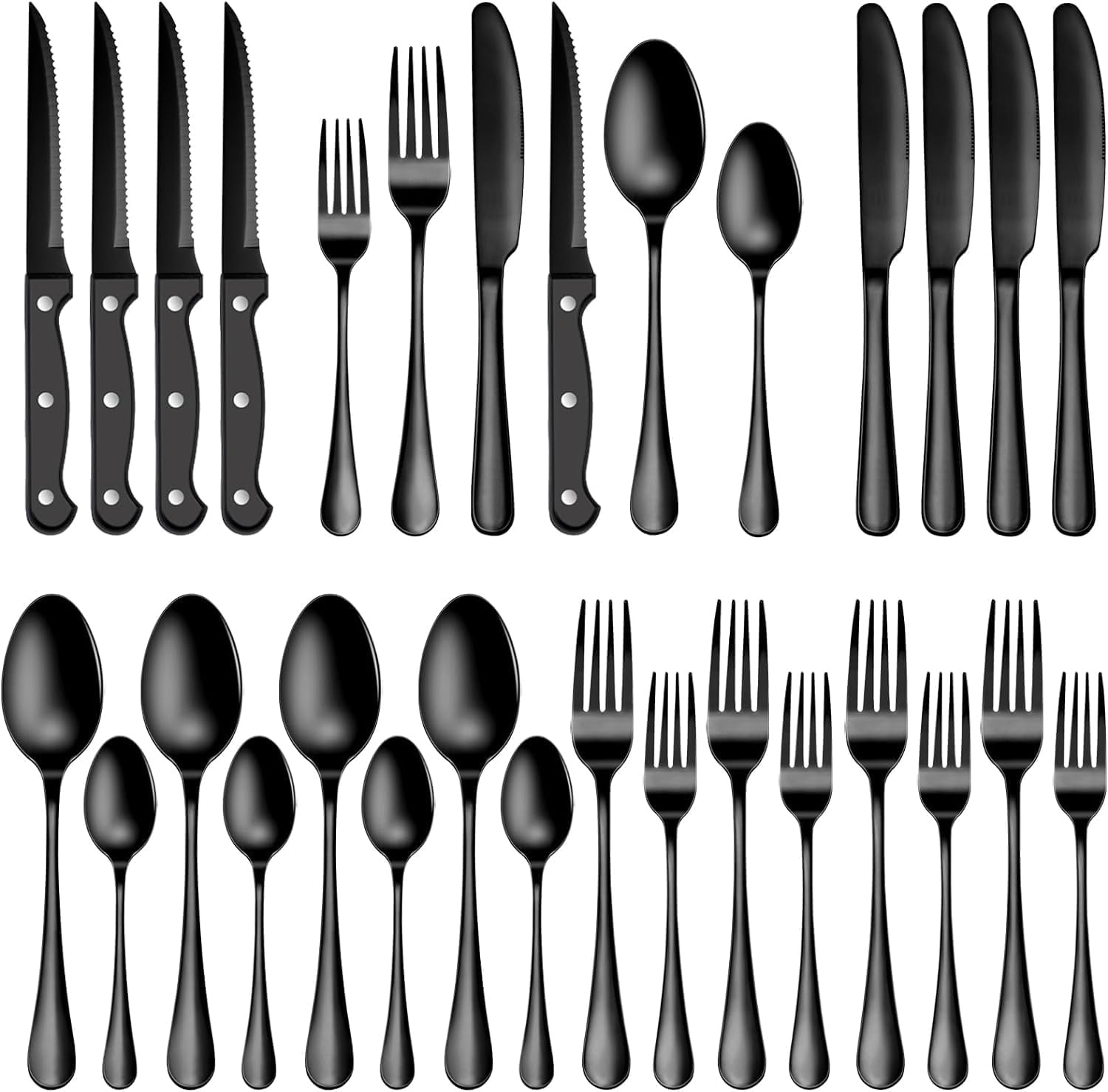 Juego de Cubiertos de 24 Piezas con Cuchillo Afilado para Carne ...