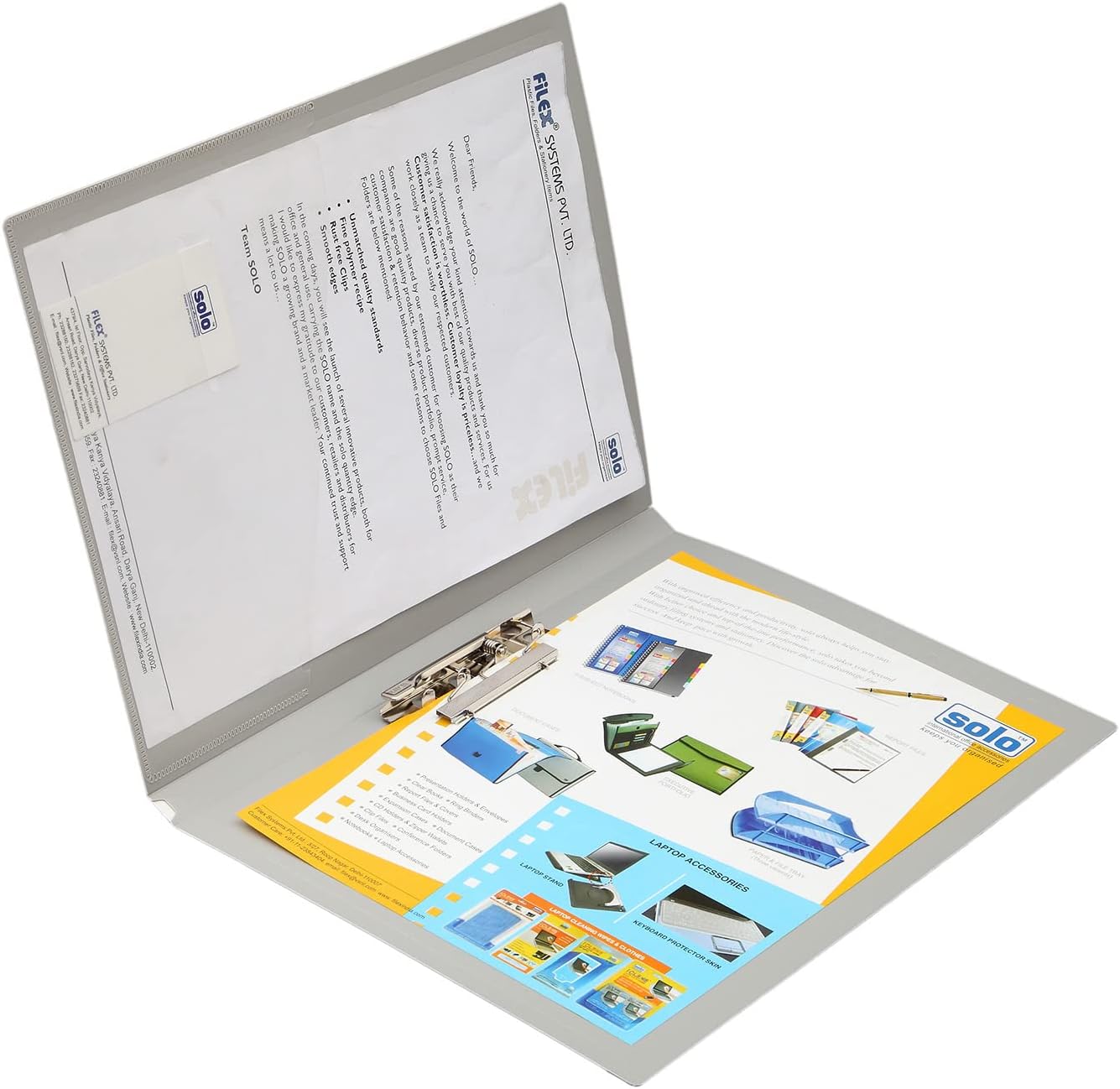 Solo FC Punchless Lever Clip File with Inside Transparent Pocket ...