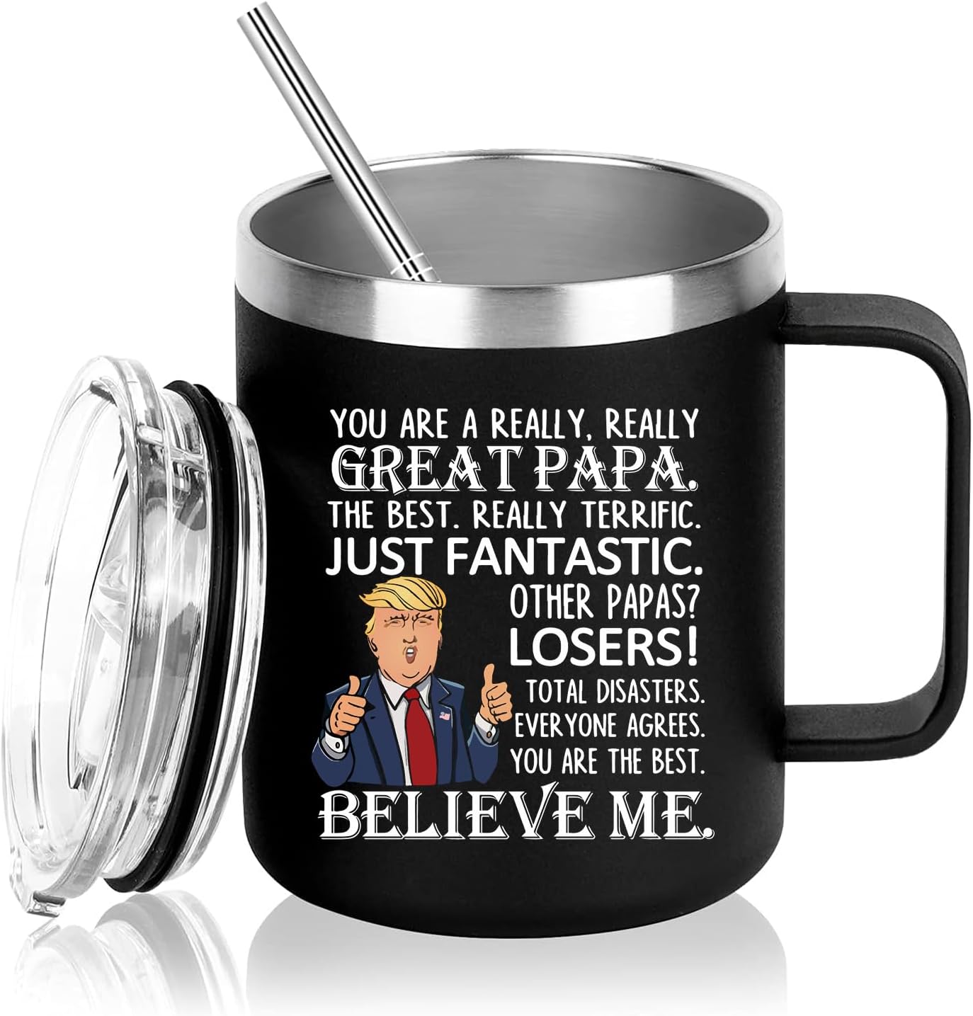 Amazon.com: Aletege Trump Great Papa Steel Insulated Coffee Mug, Funny ...