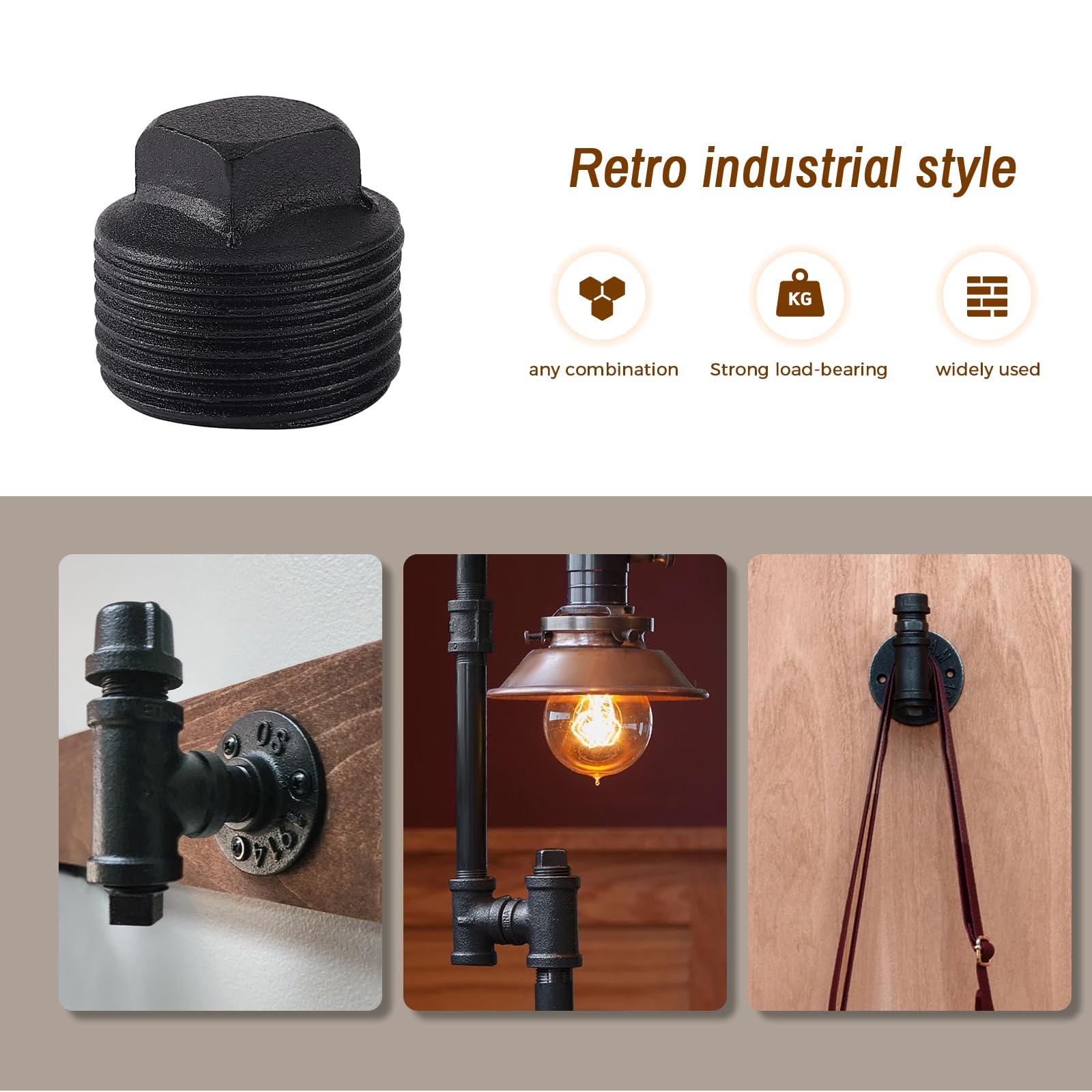 Snapklik.com : 3/4" Black Pipe Fittings Male Cap - Home Expert 4 Pack ...