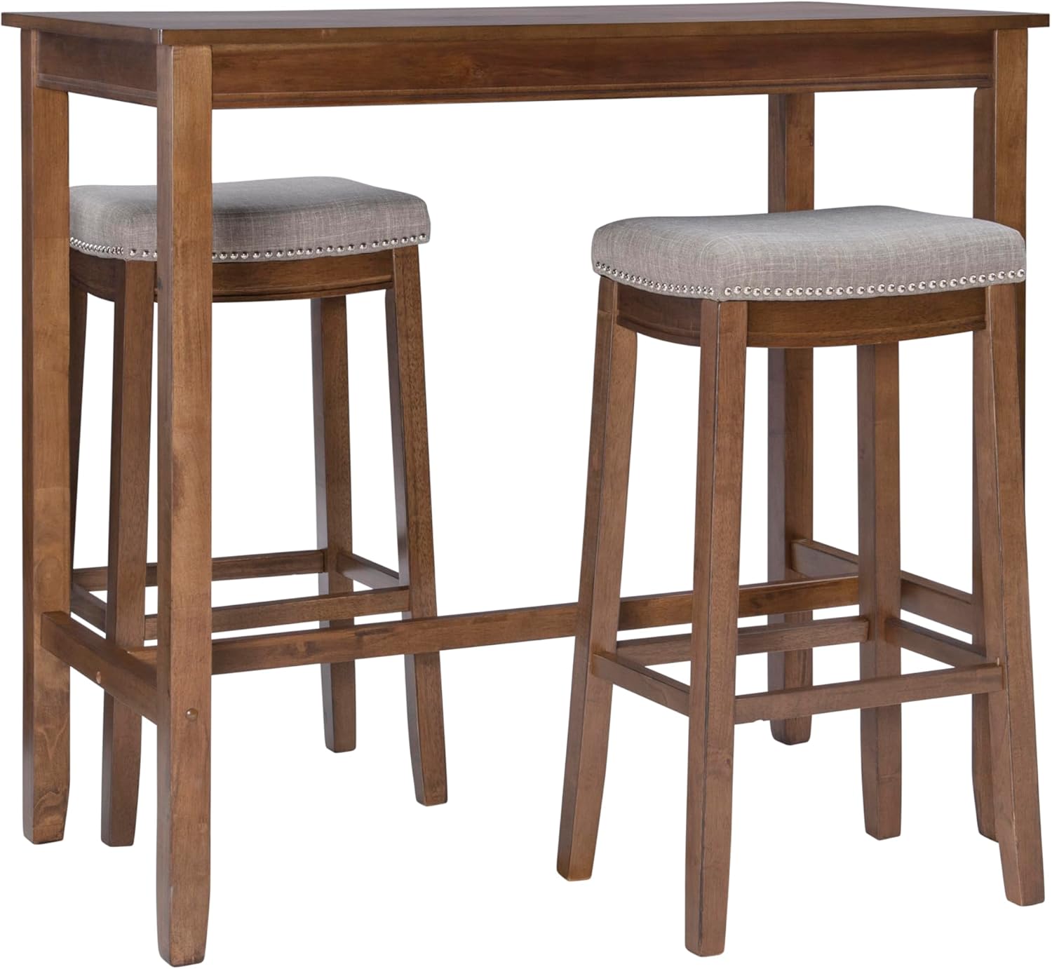 Amazon.com: Linon Kingston Natural Rustic Finish Three Piece Bar Height ...