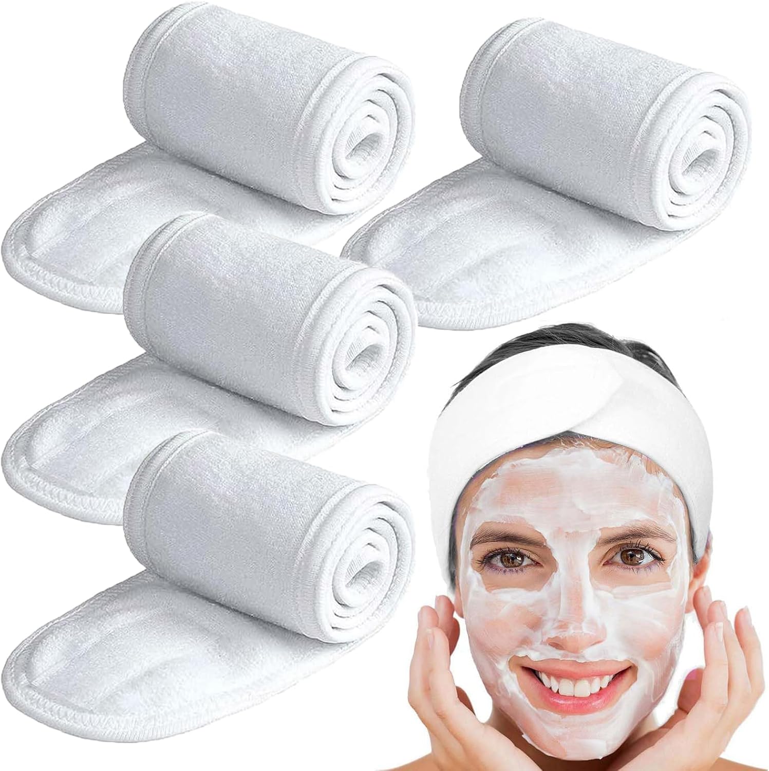 JIANYH 4 Pcs Facial Headband, Adjustable Stretch Hair Band Make up ...