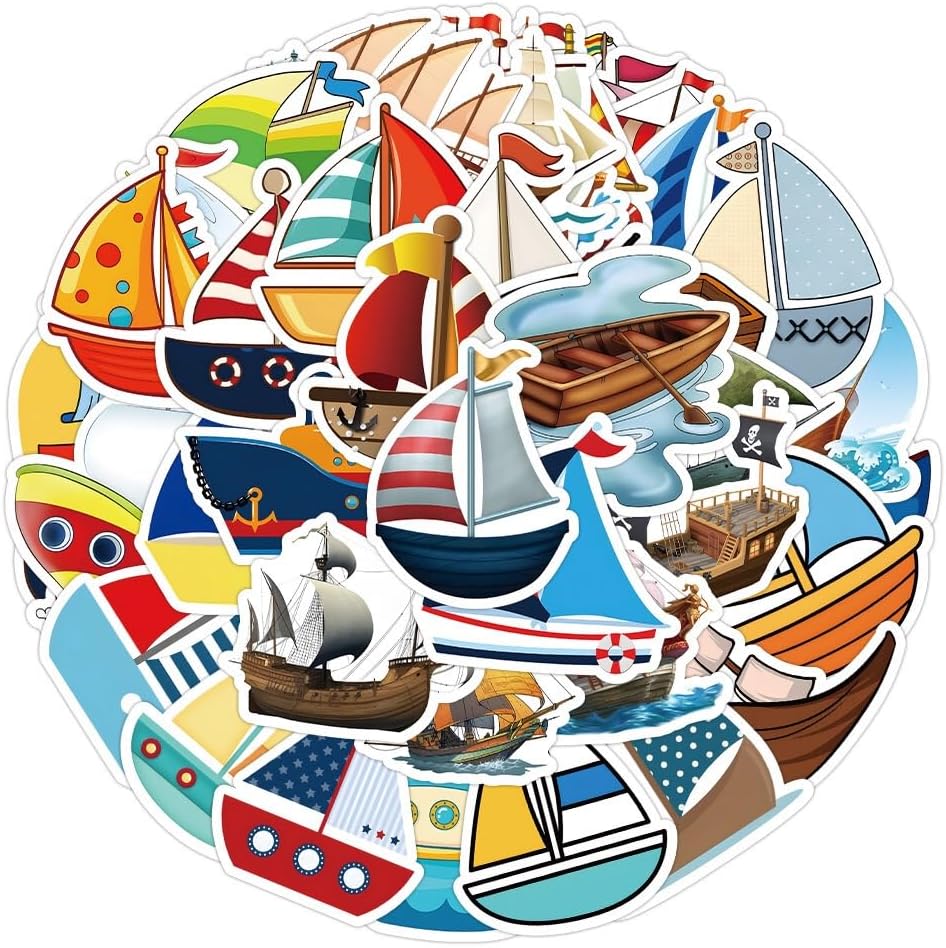 Amazon.com: 50pcs Sailboat Stickers for Kids Maritime Sailboat ...