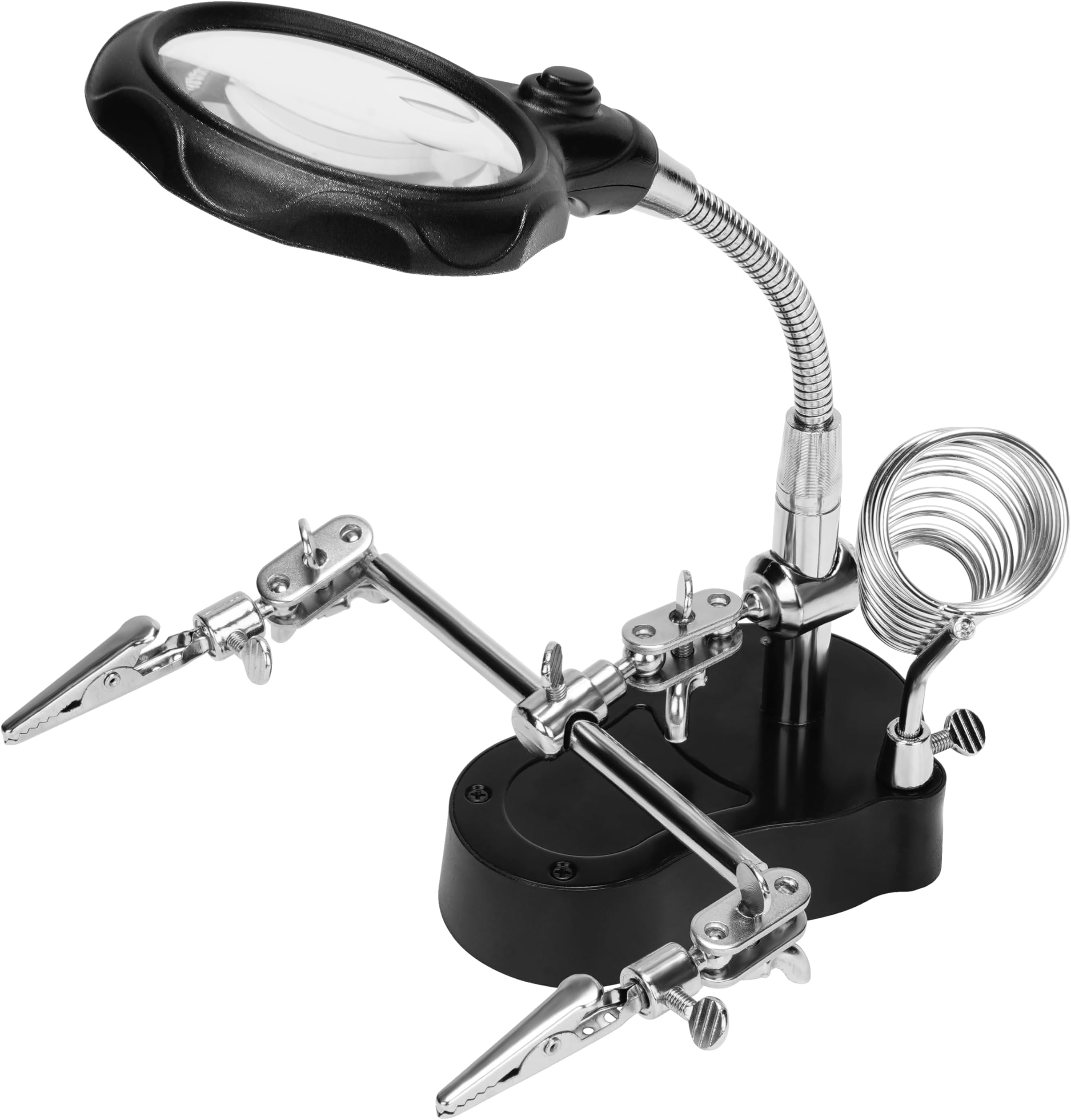 Kurtzy Helping Hands Stand with LED Light, Magnifying Glass & Soldering ...