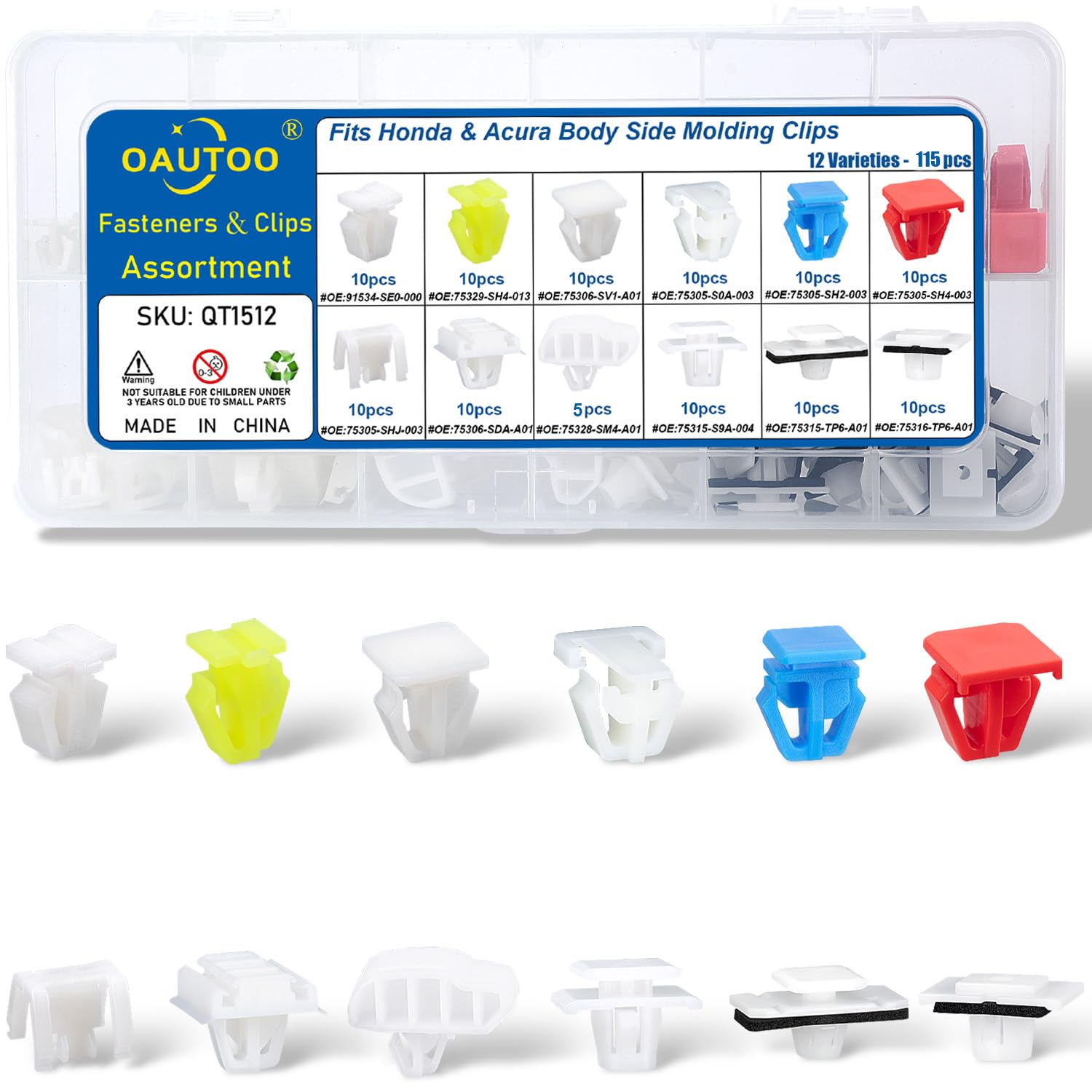 Amazon.com: OAUTOO 115pcs fits Honda Acura Body Side Molding Clips ...