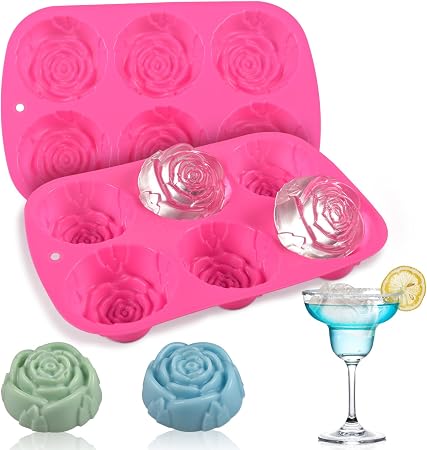 Amazon.com: Rose Ice Cube Mold, 2 Pack BPA Free Flower Shaped Tray for ...