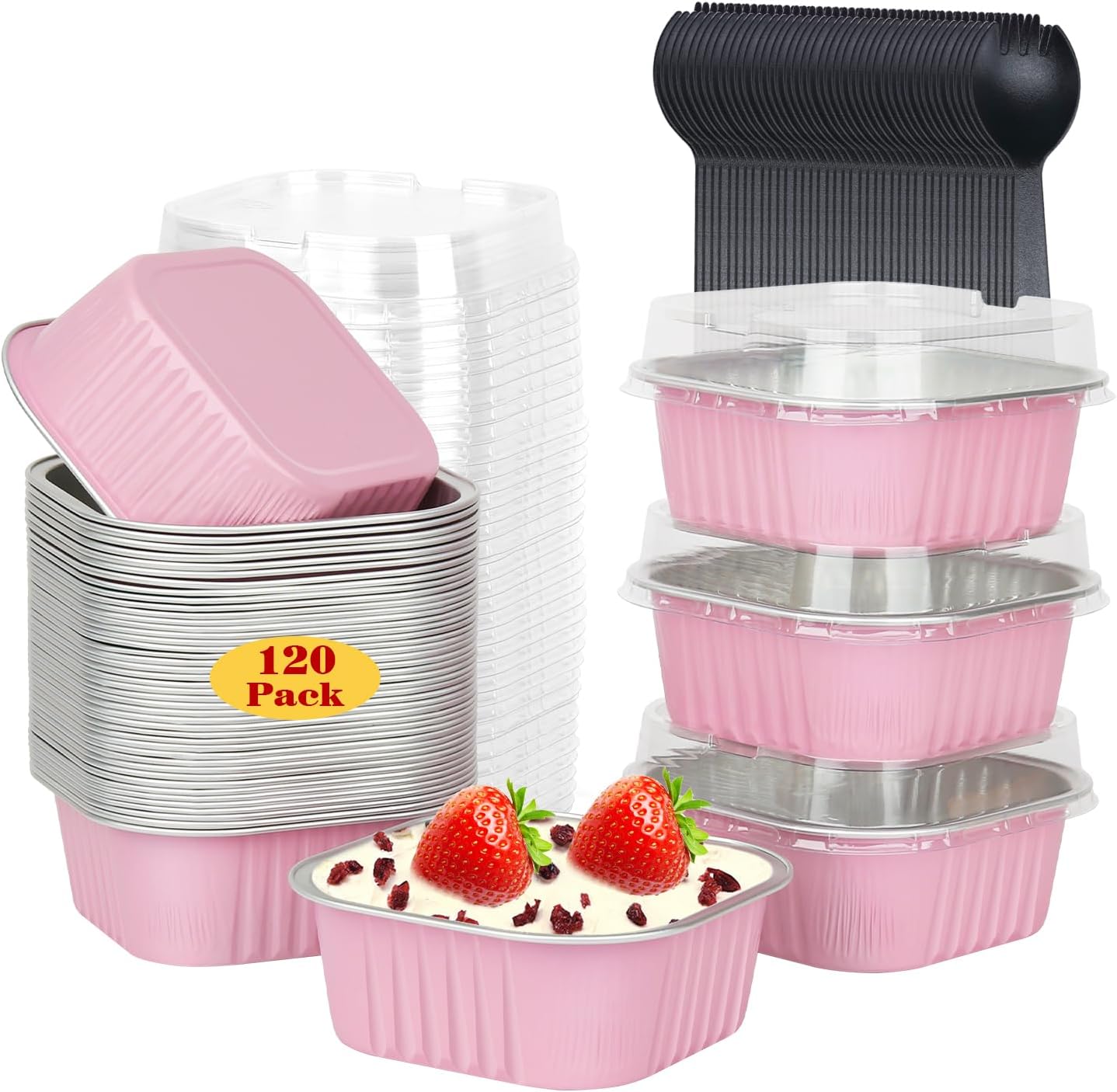 Amazon.com: 120pack 5oz Mini Cake Tins Cupcake Pan with Lids,LNYZQUS ...