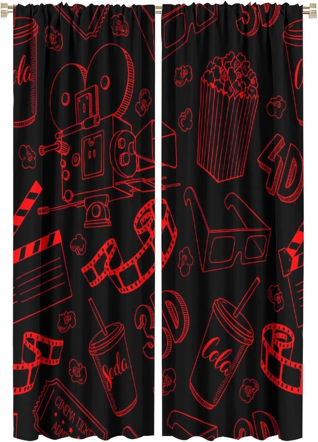 Amazon.com: Movie Theater Curtains Vintage Video Camera Watching Movie ...