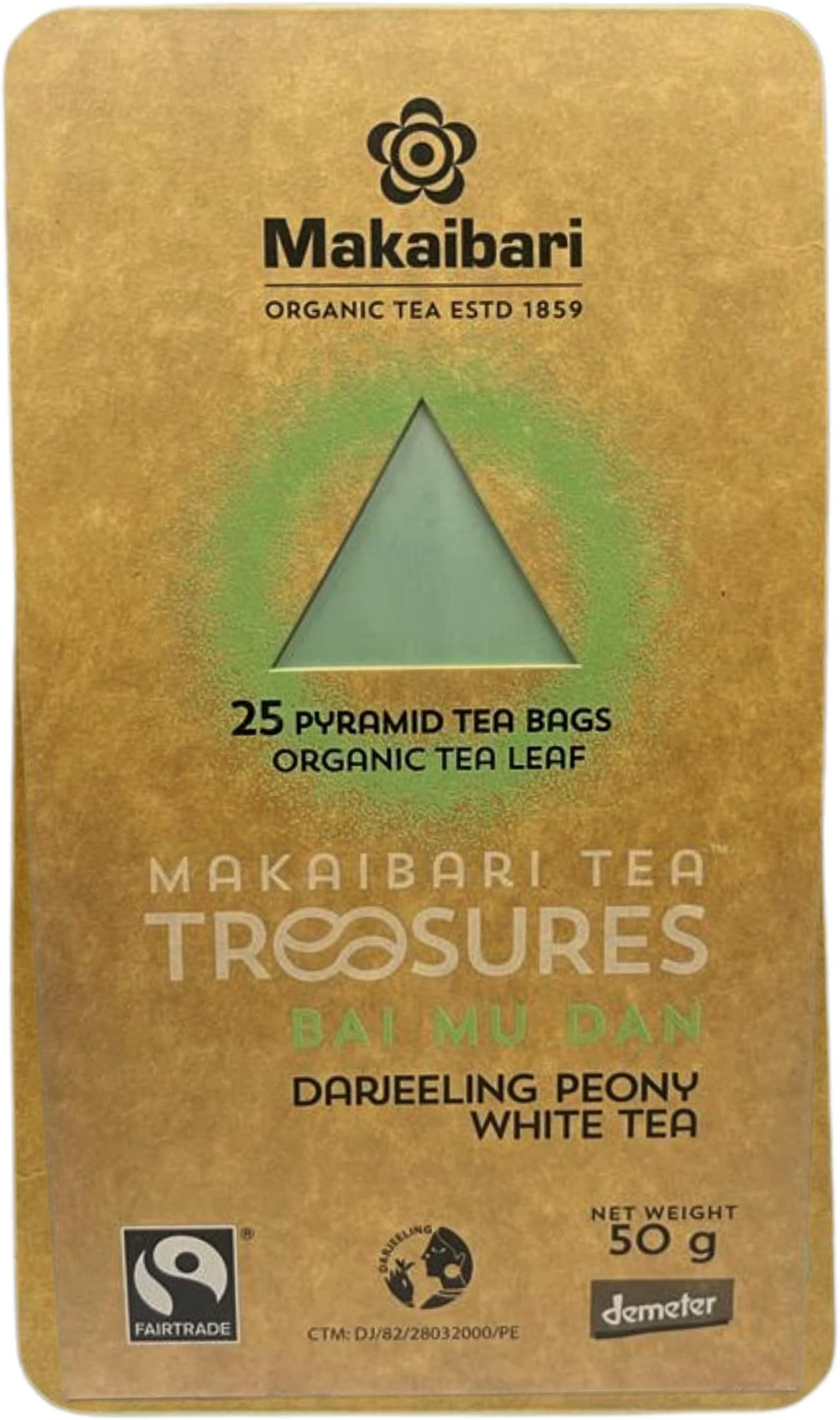 Amazon.com : Makaibari Bai Mu Dan White Peony Tea 25 Tea Bags (50g ...