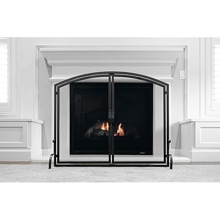 Amazon.com : Barton 39x29 Fireplace Screen Tempered Glass 1 Panel Fire ...